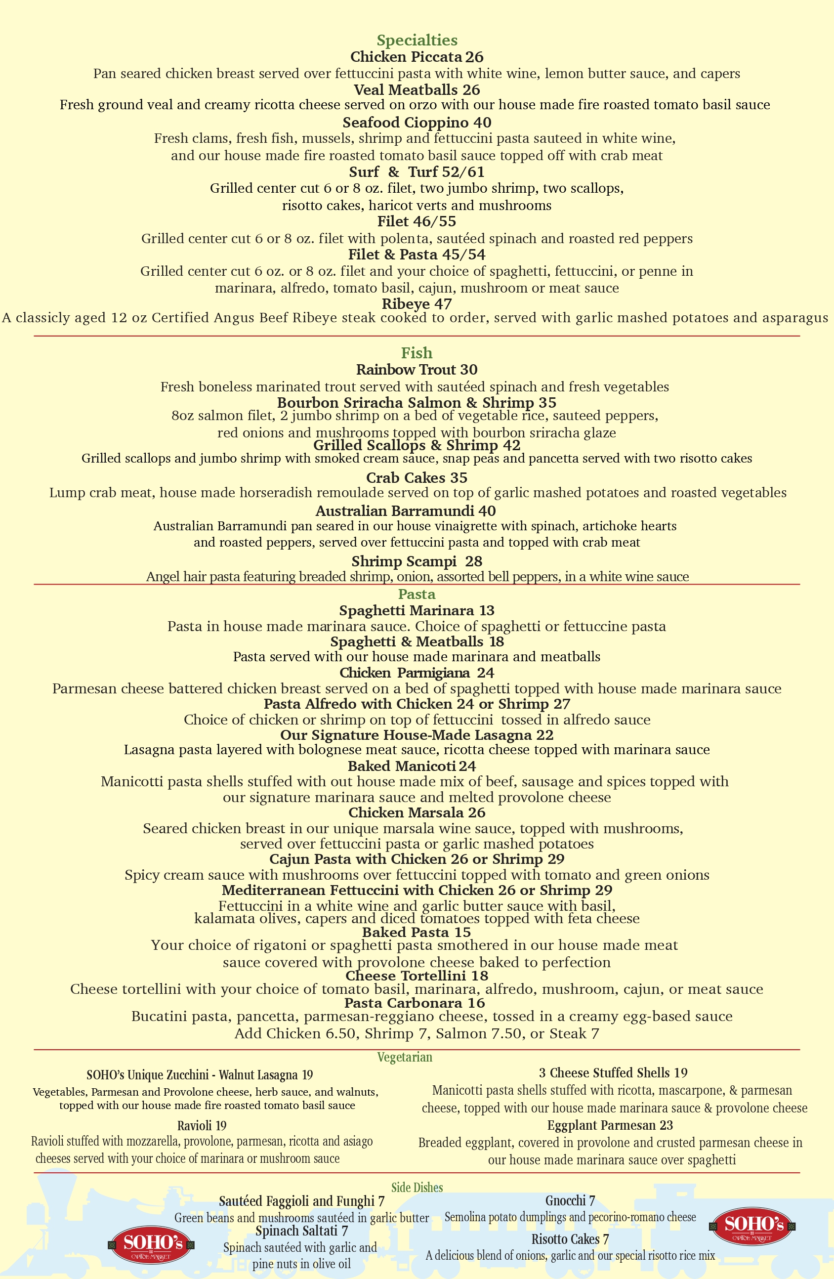 Soho menu store